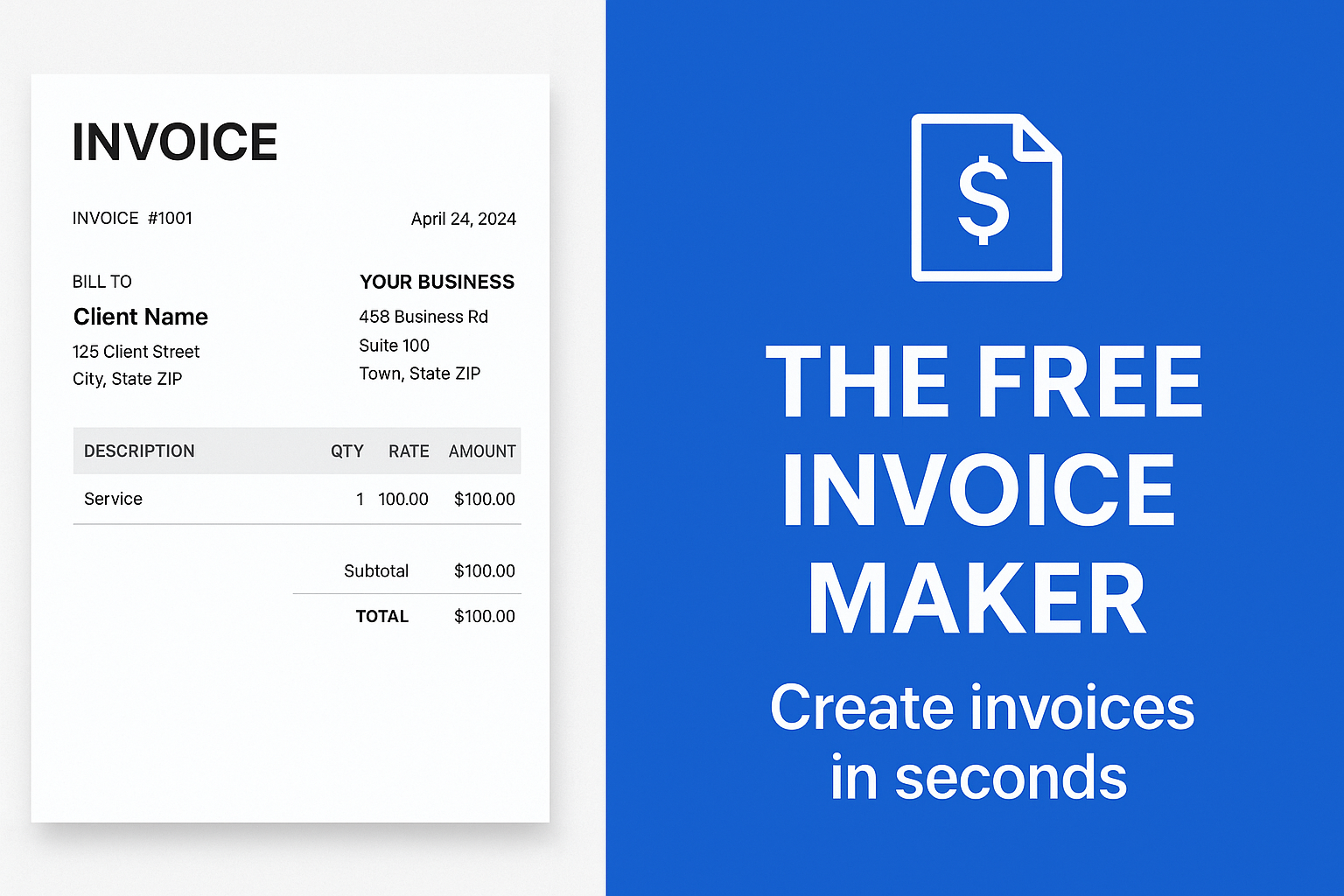 Free Invoice Maker | No Sign-Up, No Data Collected